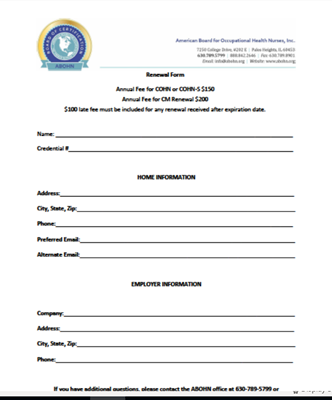 Renewal Forms (Cycle Years 1-4) | ABOHN, Inc.